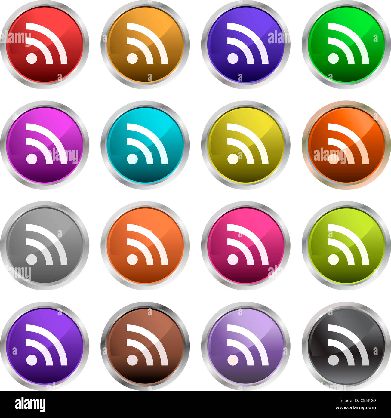 Glossy RSS icons Stock Photo - Alamy
