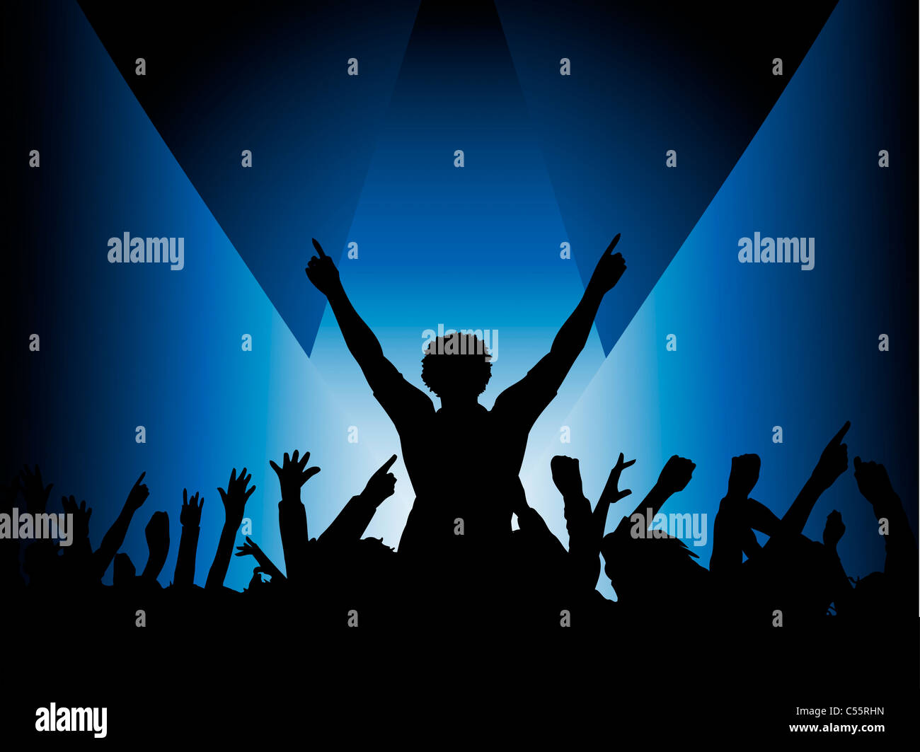 Silhouette of an audience under spotlights Stock Photo - Alamy