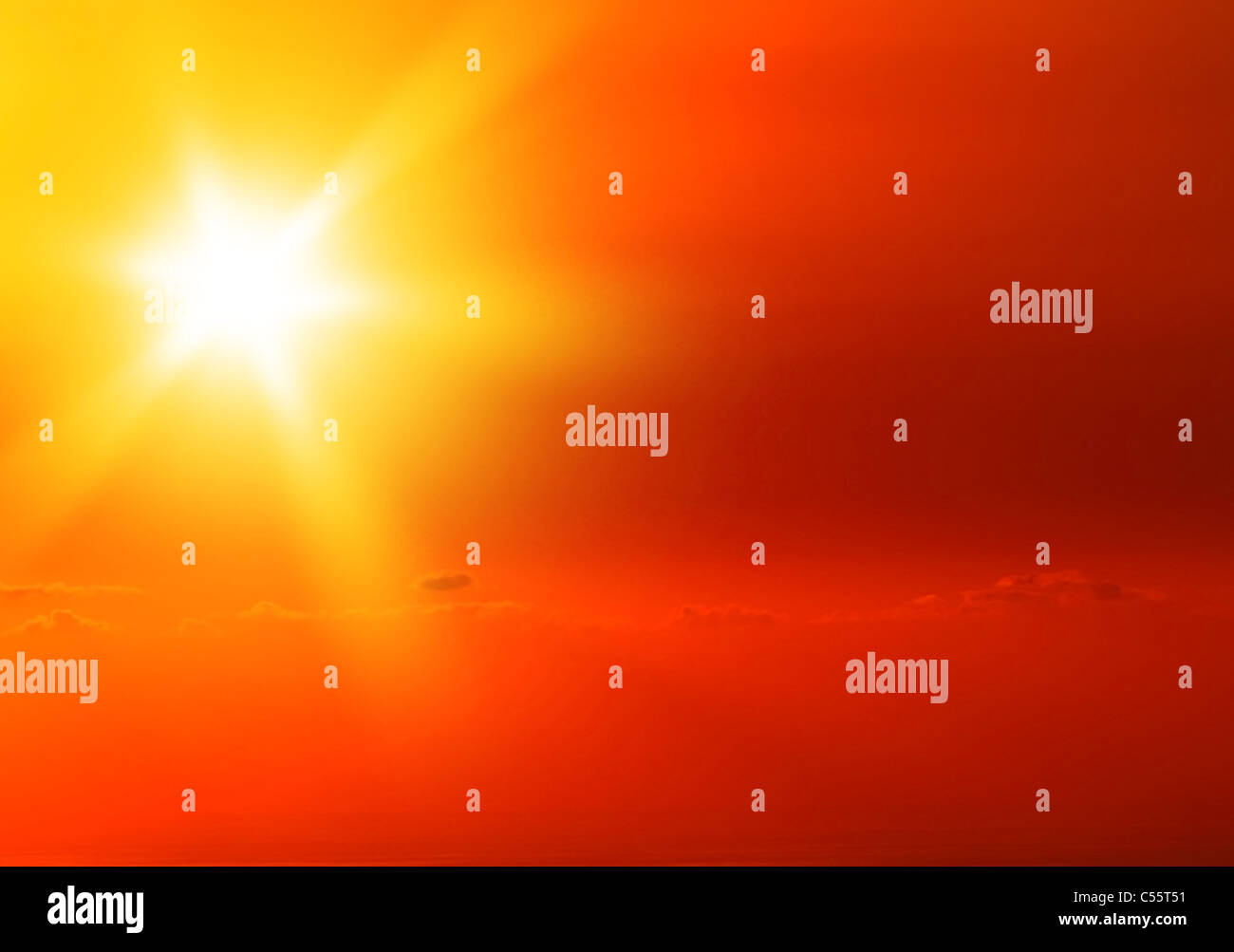 Beautiful evening sky with warm yellow sunset Stock Photo - Alamy