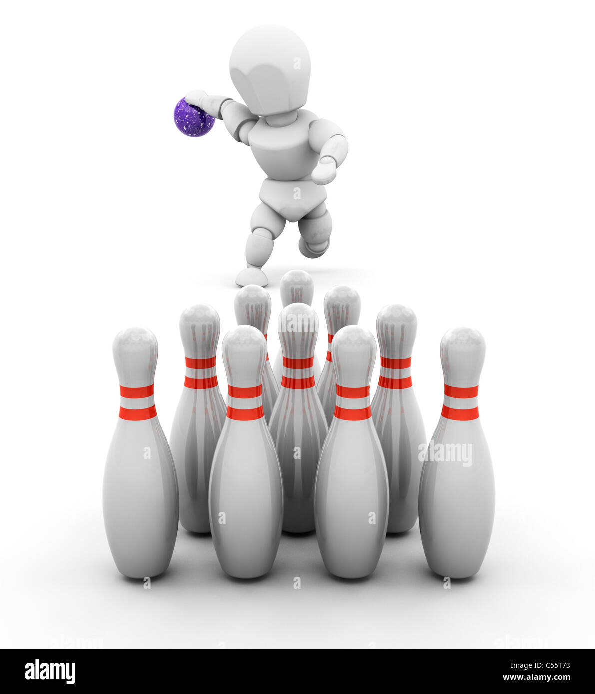 3D render of someone ten-pin bowling Stock Photo - Alamy