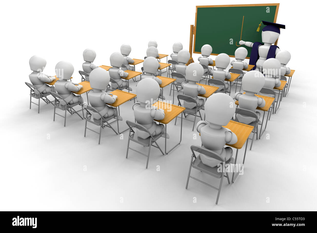 3D render of children in a classroom Stock Photo - Alamy