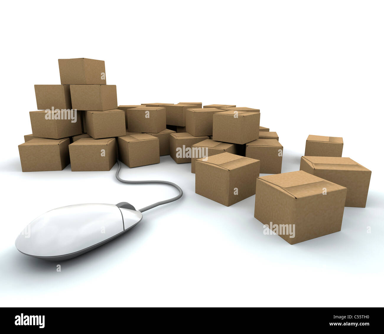 3D render of a stack of boxes with mouse Stock Photo - Alamy