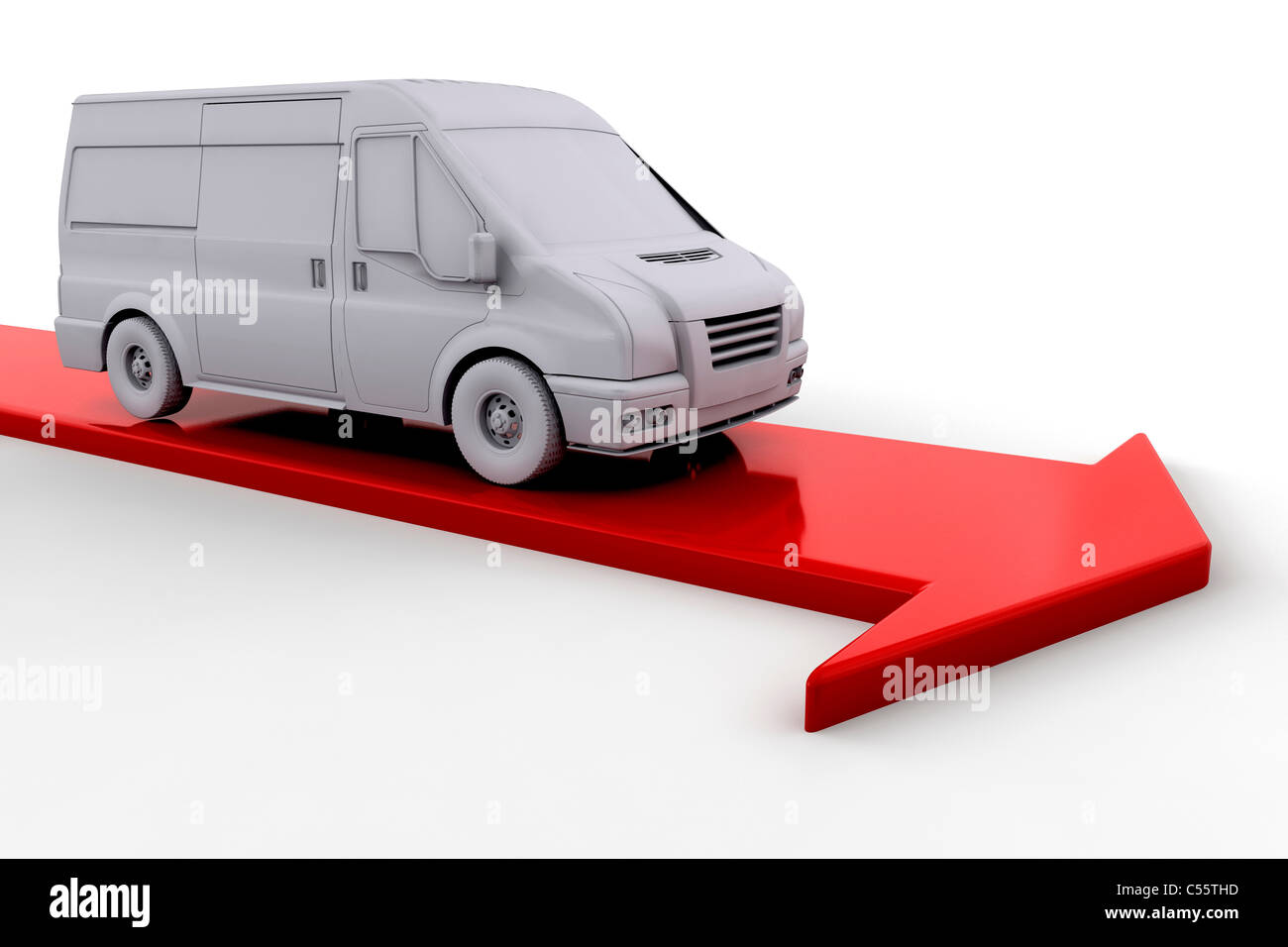 Delivery van on red arrow Stock Photo - Alamy