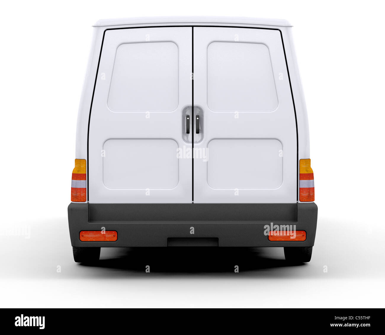 3D render of the rear of a white van Stock Photo - Alamy