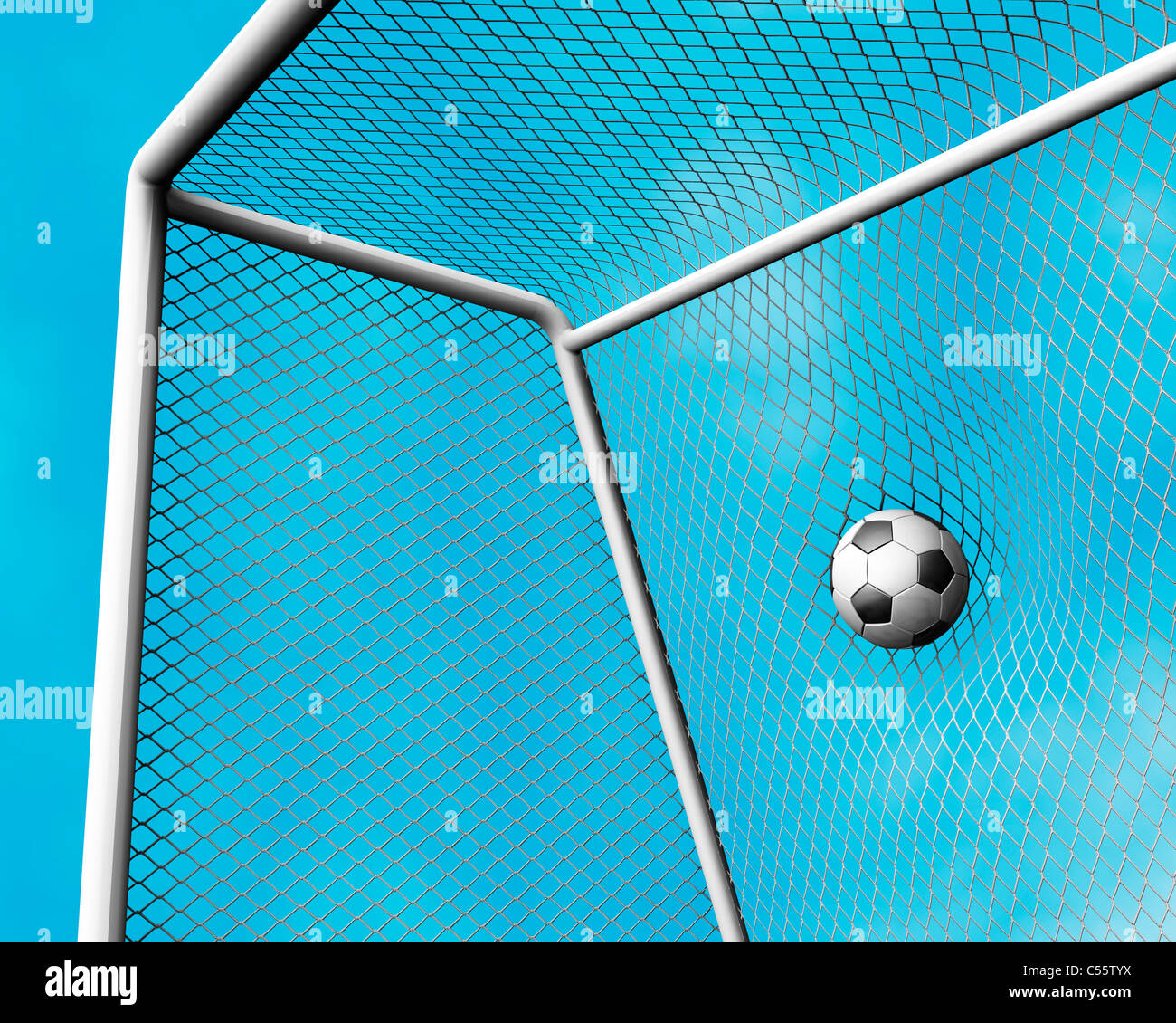 3D render of a football going into the net Stock Photo - Alamy