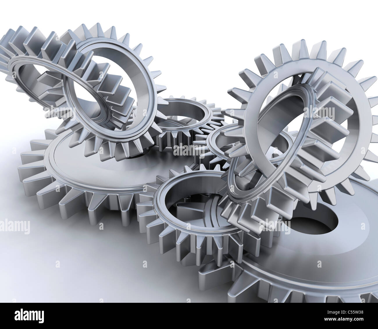 3D render of interlocking gears Stock Photo - Alamy