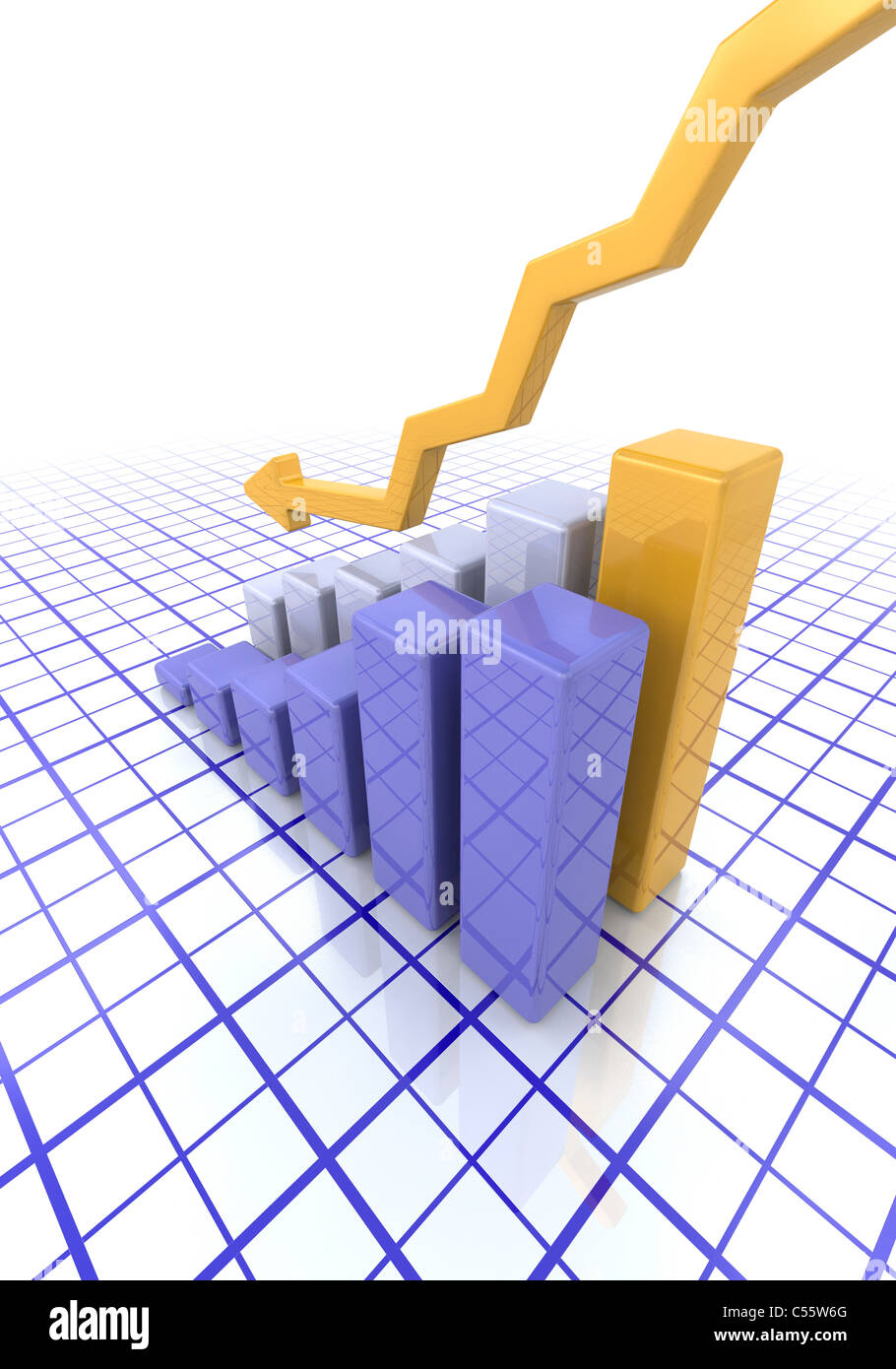 3D render of a graph showing falling profits Stock Photo - Alamy