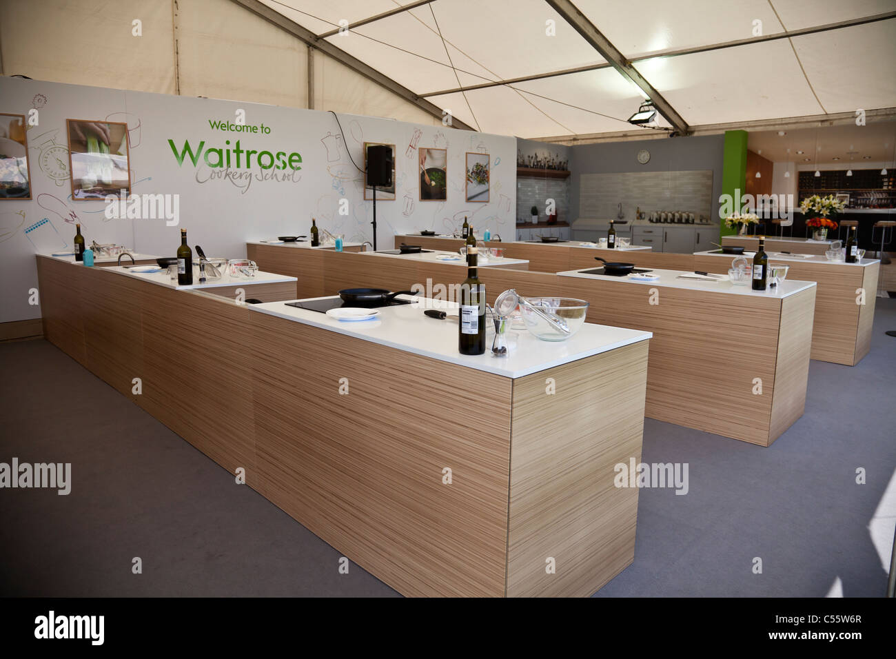 Waitrose cookery school marquee between classes at the Taste of ...