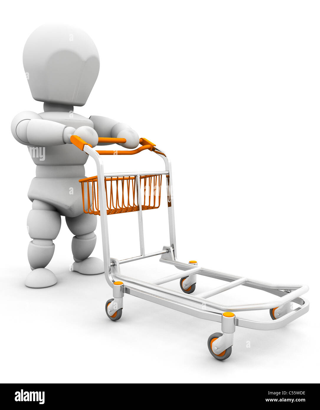 3D render of someone pushing a luggage trolley Stock Photo - Alamy