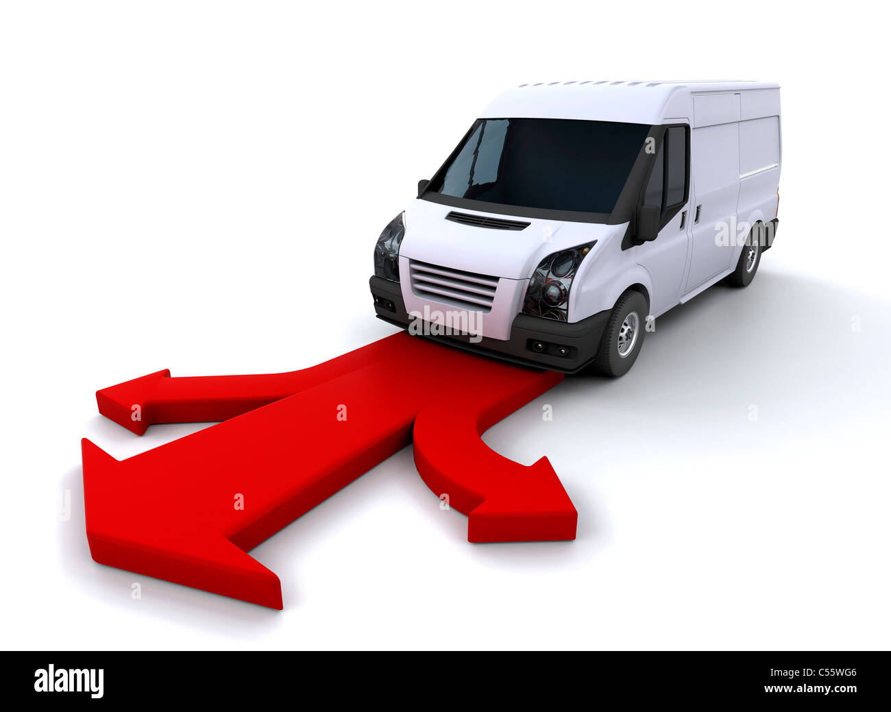 Delivery van on arrows Stock Photo - Alamy