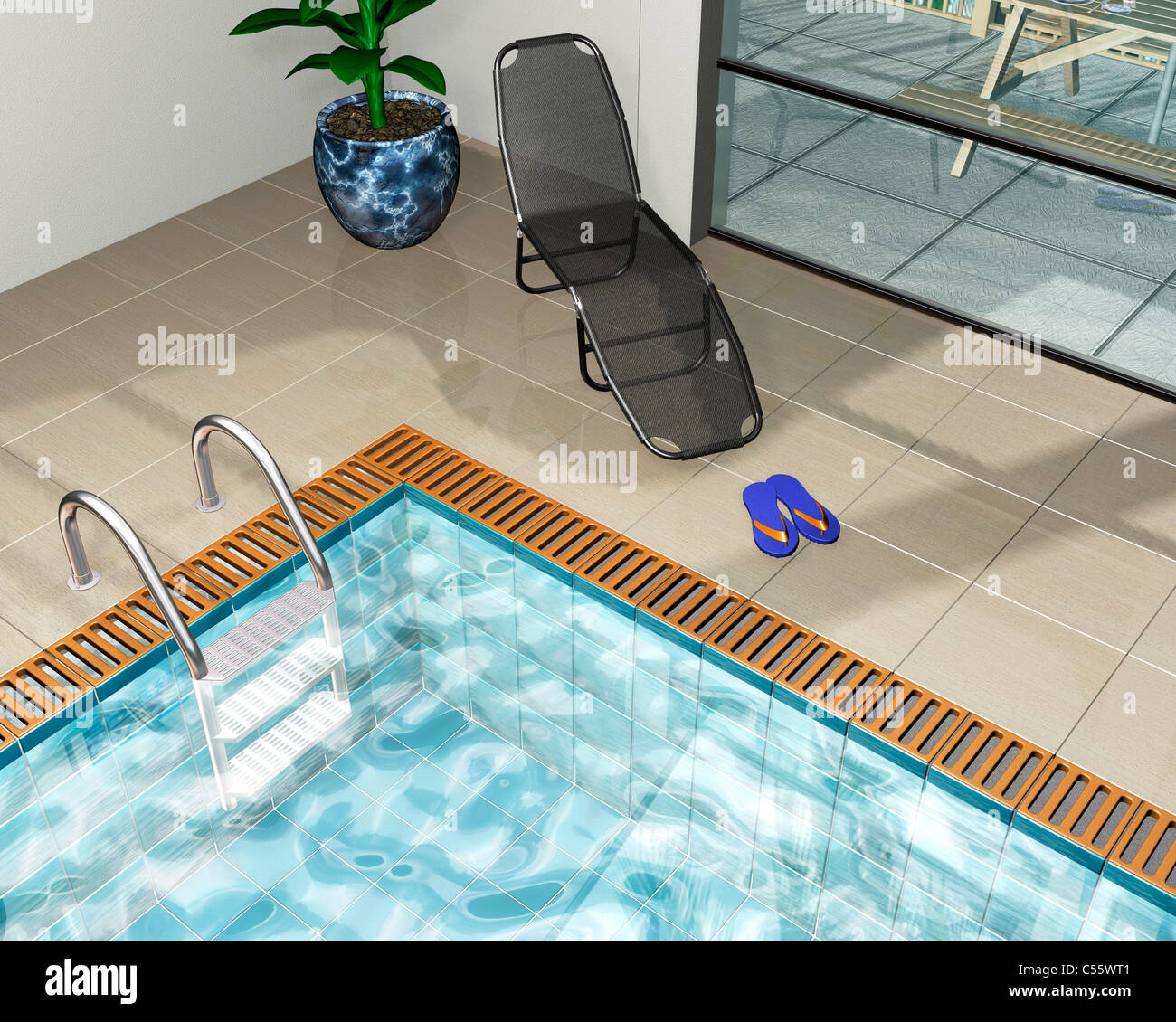3D render of a pool house Stock Photo - Alamy