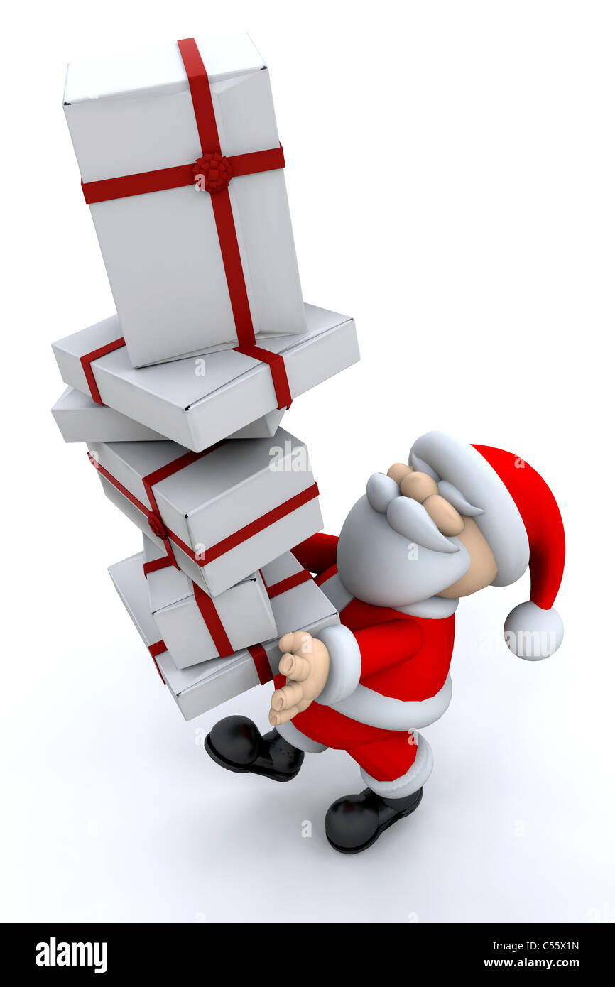 Santa carrying a stack of gifts Stock Photo - Alamy