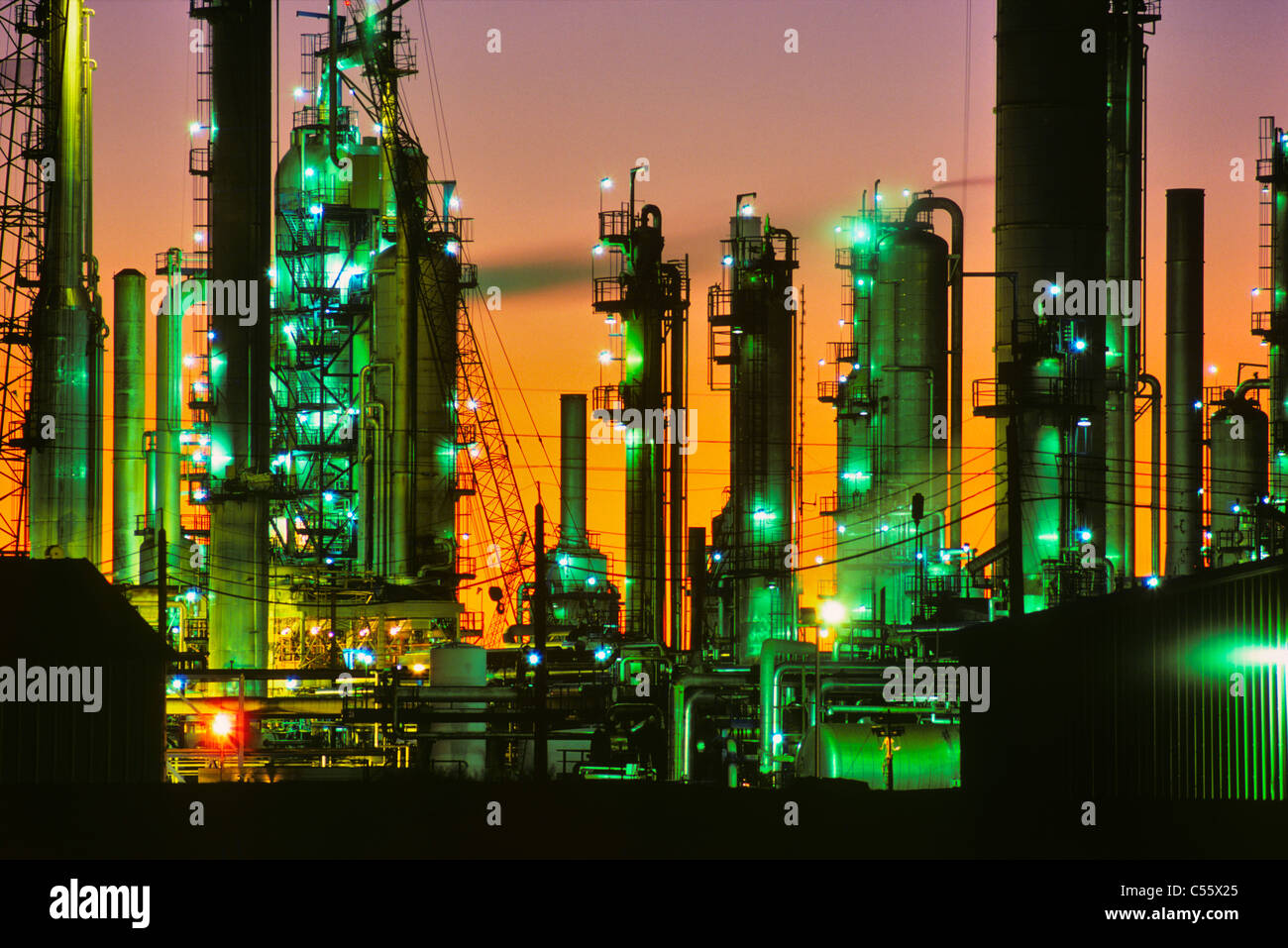 Oil refinery at dusk, Edmonton, Alberta, Canada Stock Photo - Alamy