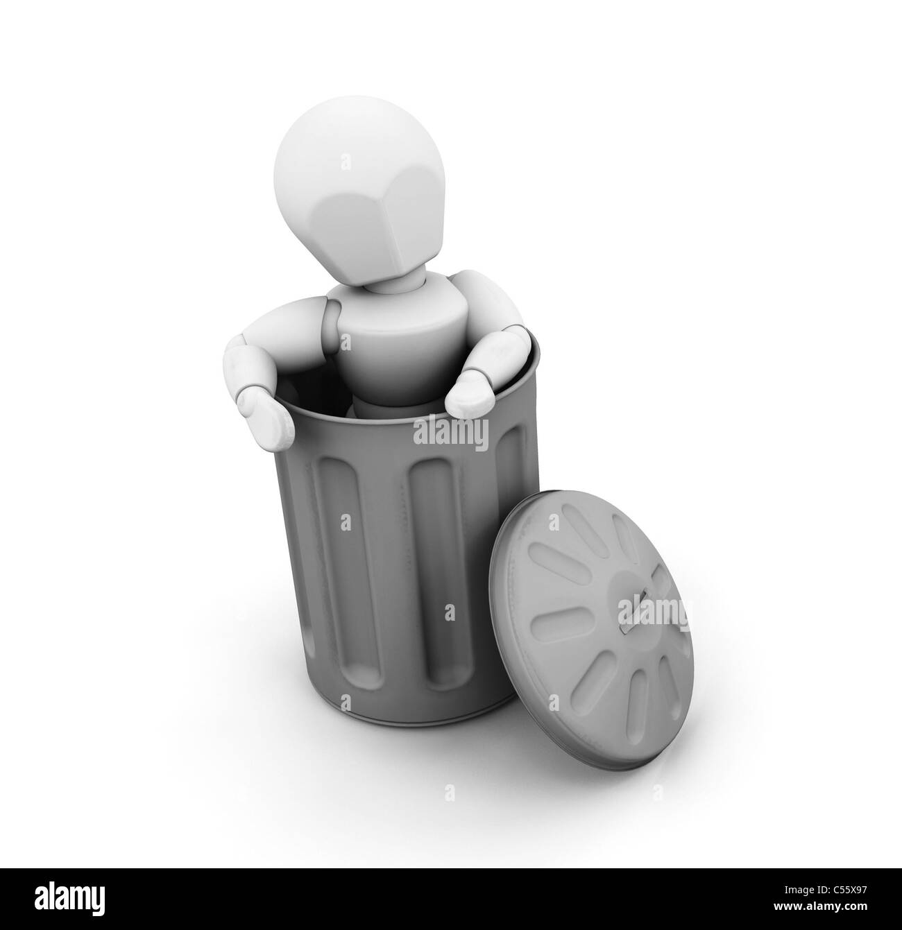 3D render of someone in a trash can Stock Photo - Alamy