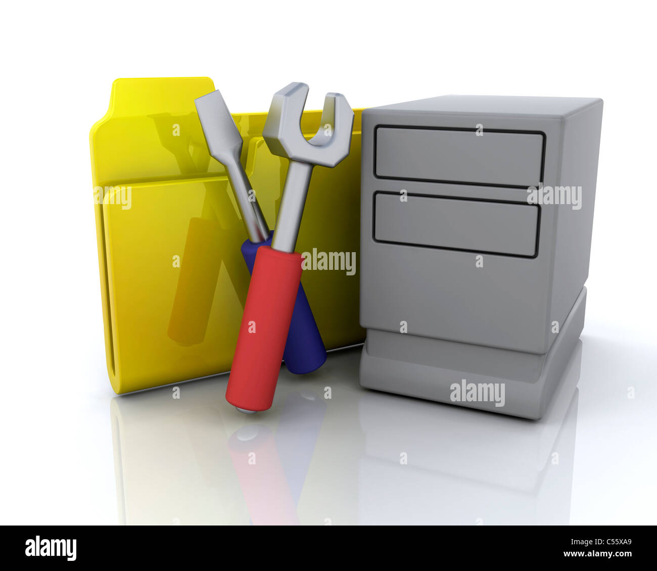 3D computer icon for system folder Stock Photo - Alamy