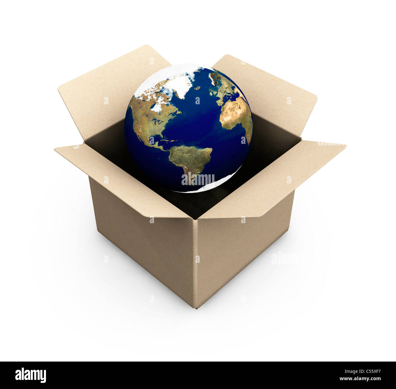3D render of the Earth in a box Stock Photo - Alamy