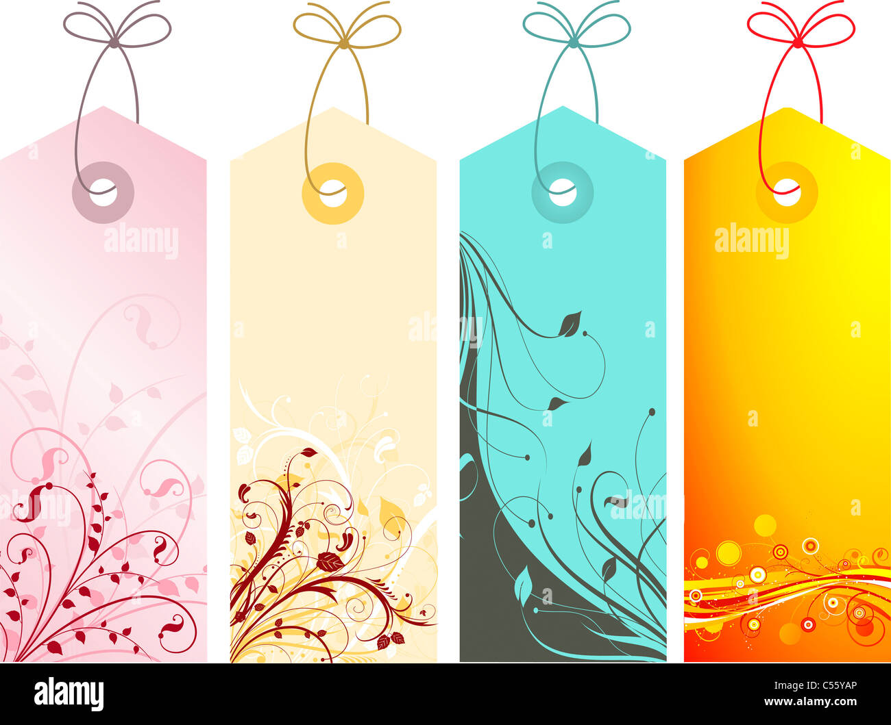 Labels with decorative floral designs Stock Photo - Alamy