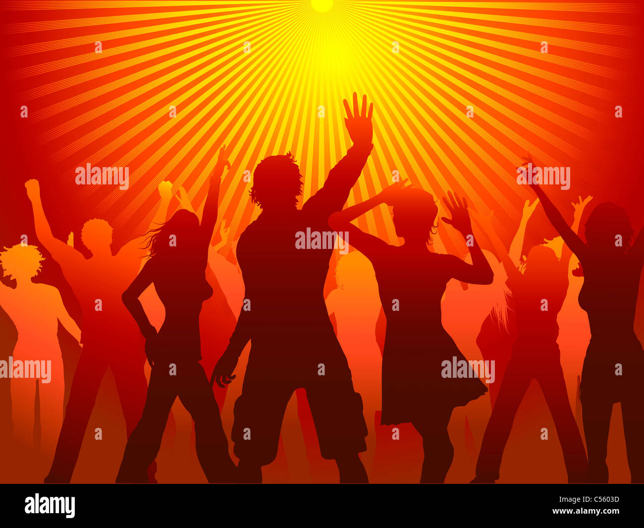 Silhouettes of people dancing Stock Photo - Alamy