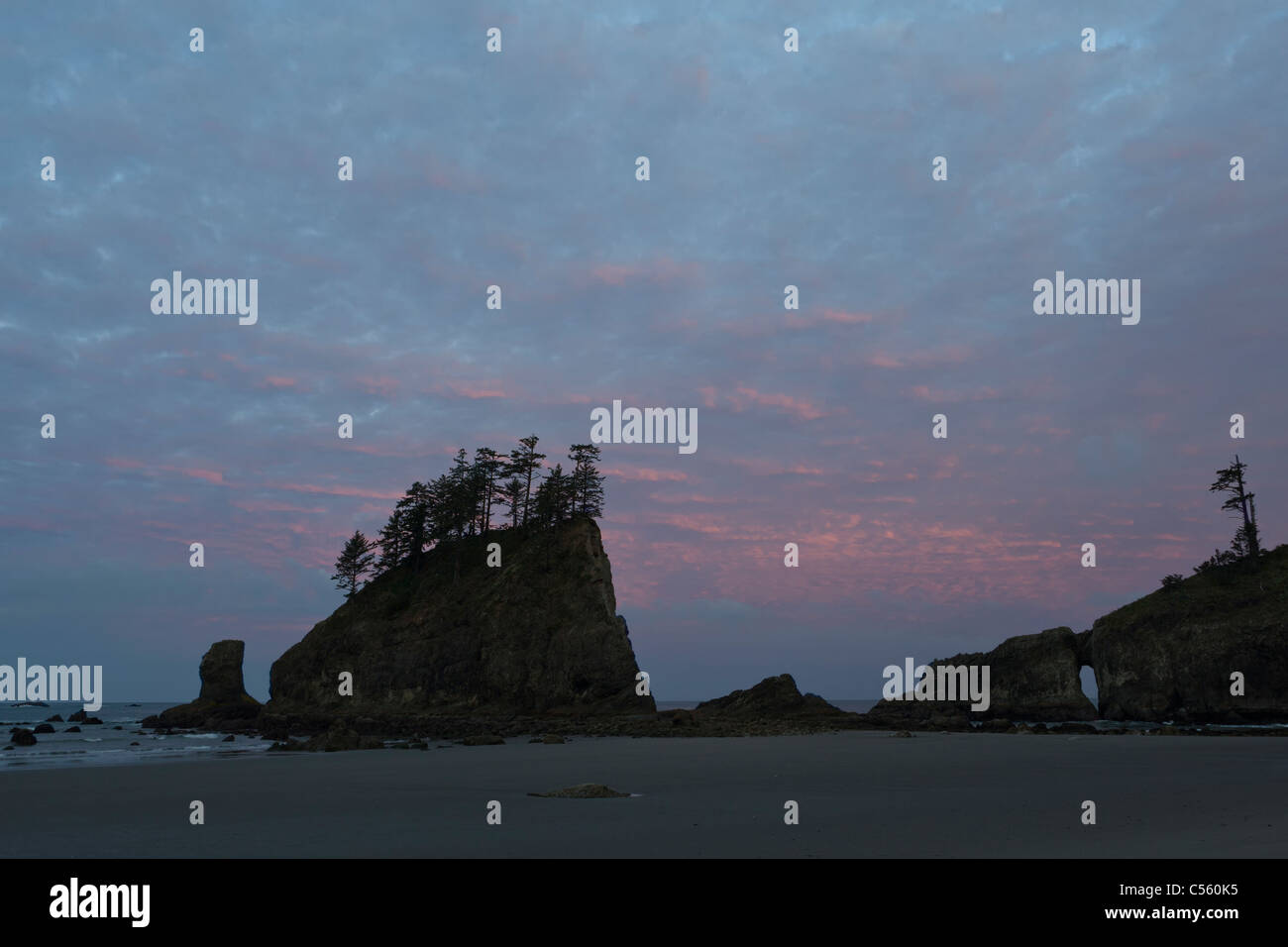 Rock formations in the ocean, Second Beach, Olympic National Park ...