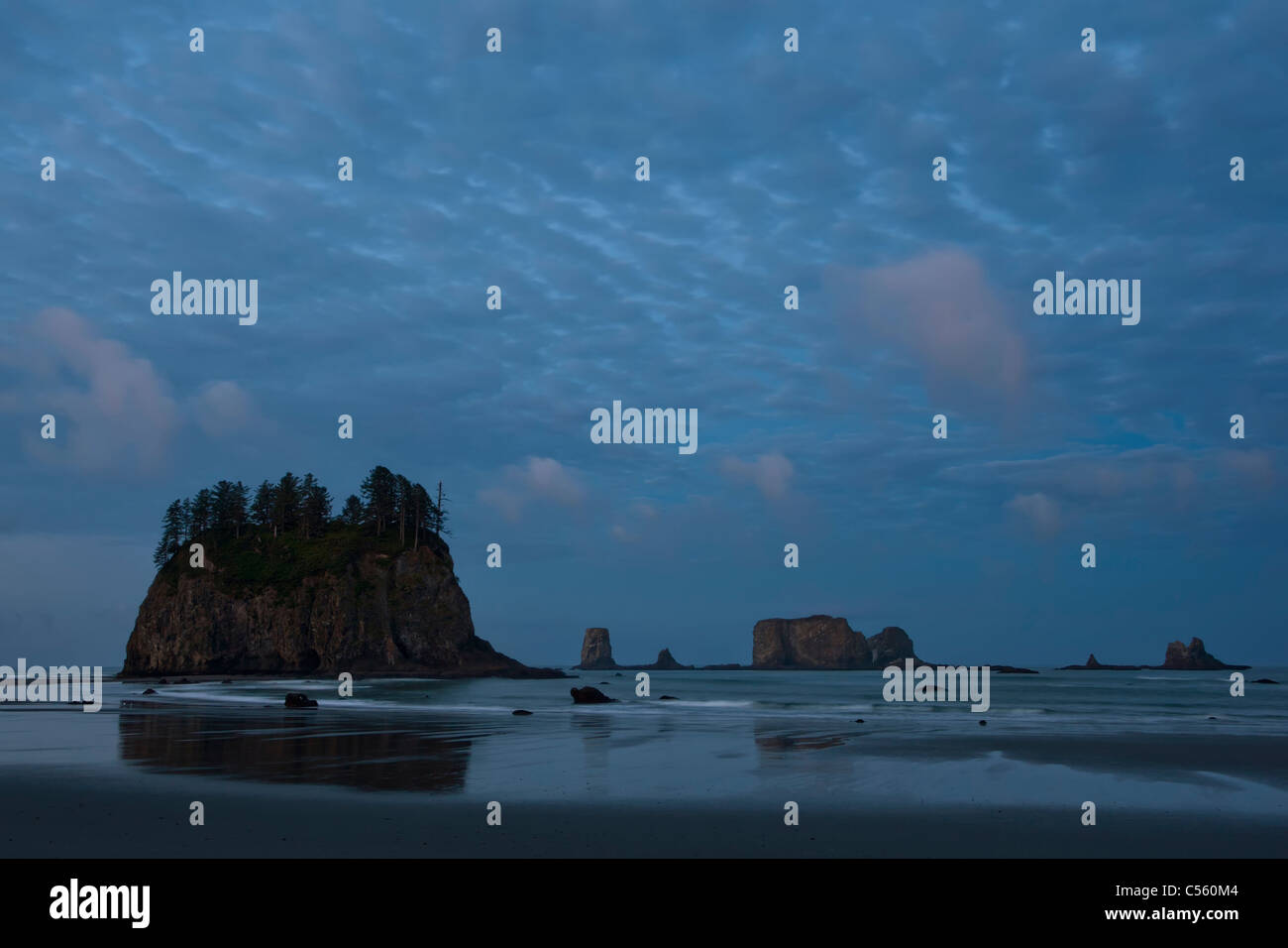Rock formations in the ocean, Second Beach, Olympic National Park ...