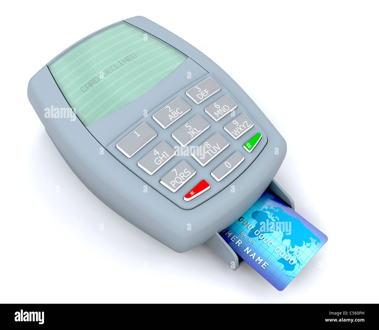 3D render of a credit card machine showing card declined Stock Photo ...