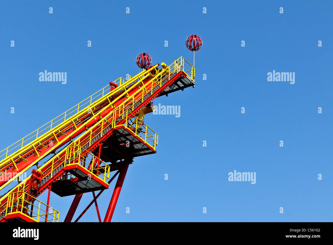 Starting ramp of a roller coaster on a fair in Vienna Stock Photo - Alamy