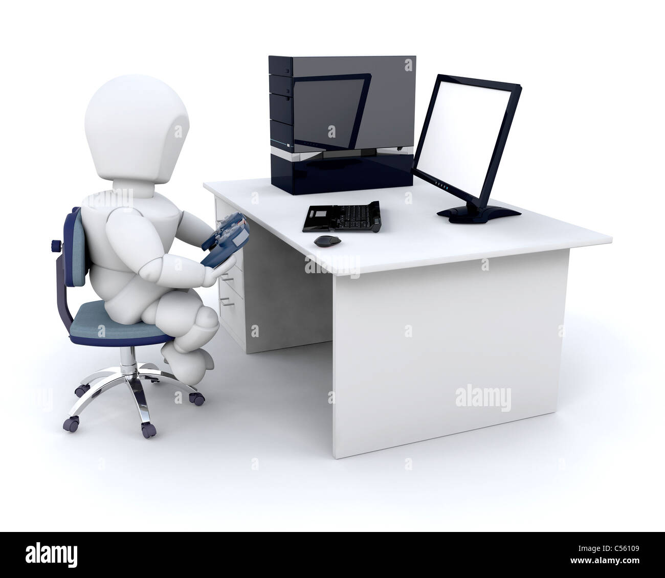 3D render of man playing computer games Stock Photo - Alamy