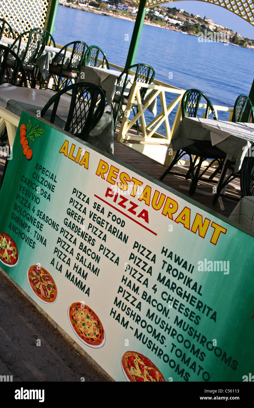 Hersonissos crete greece greek restaurant menu Stock Photo - Alamy