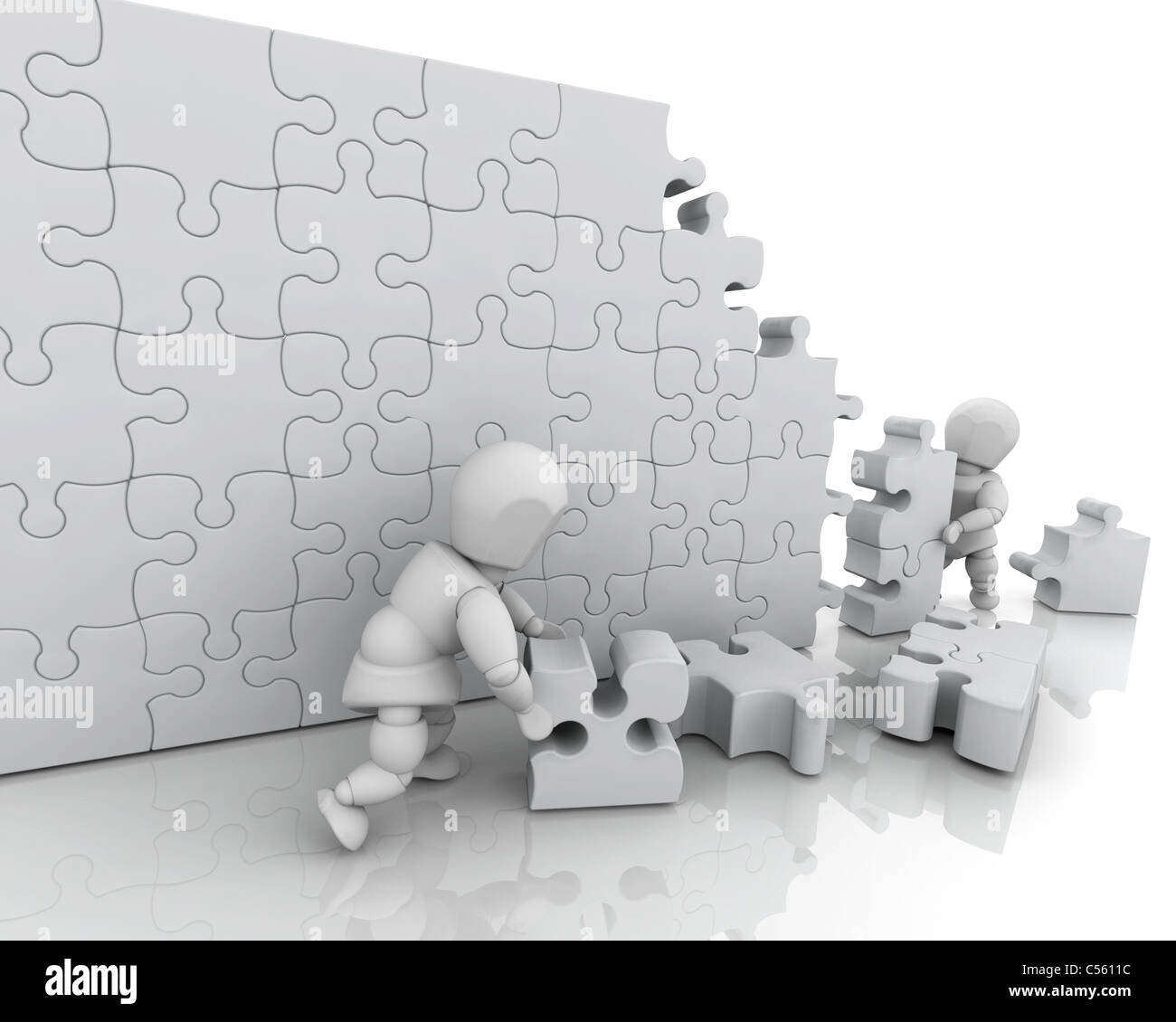 3D render of men solving a jigsaw puzzle Stock Photo - Alamy