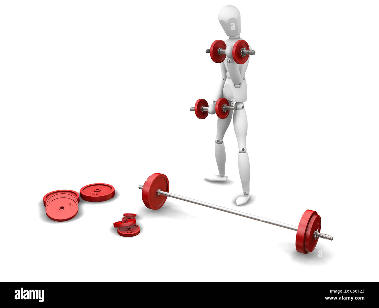3D render of a man weight lifting on white background Stock Photo - Alamy
