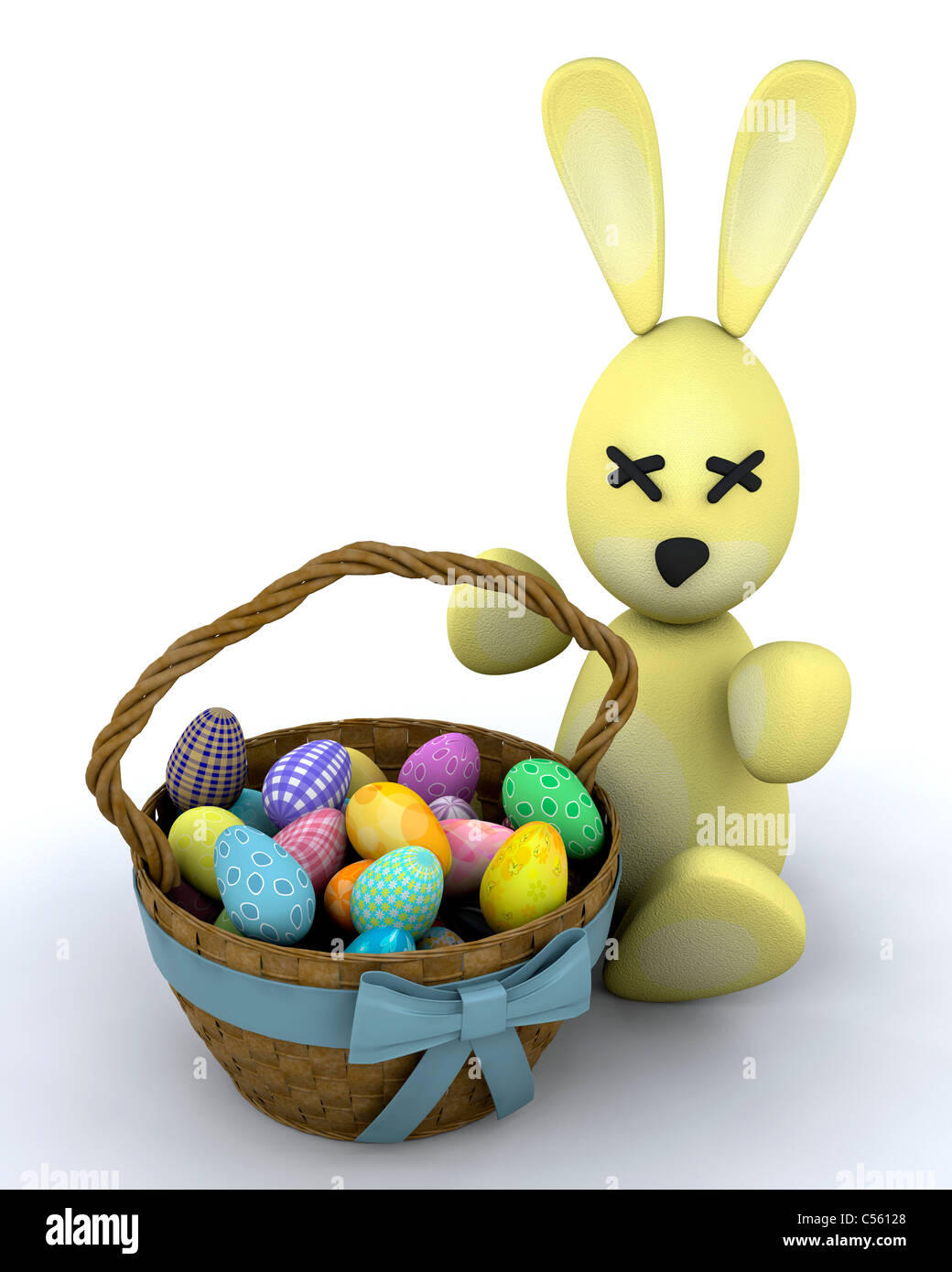 Easter bunny with basket of eggs Stock Photo - Alamy