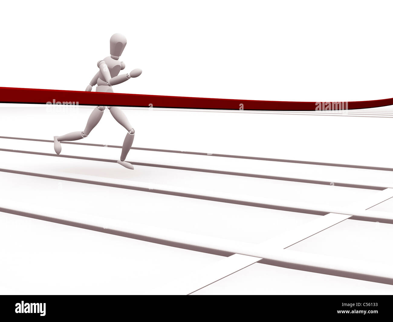 3D render of a runner reaching the finish line Stock Photo - Alamy