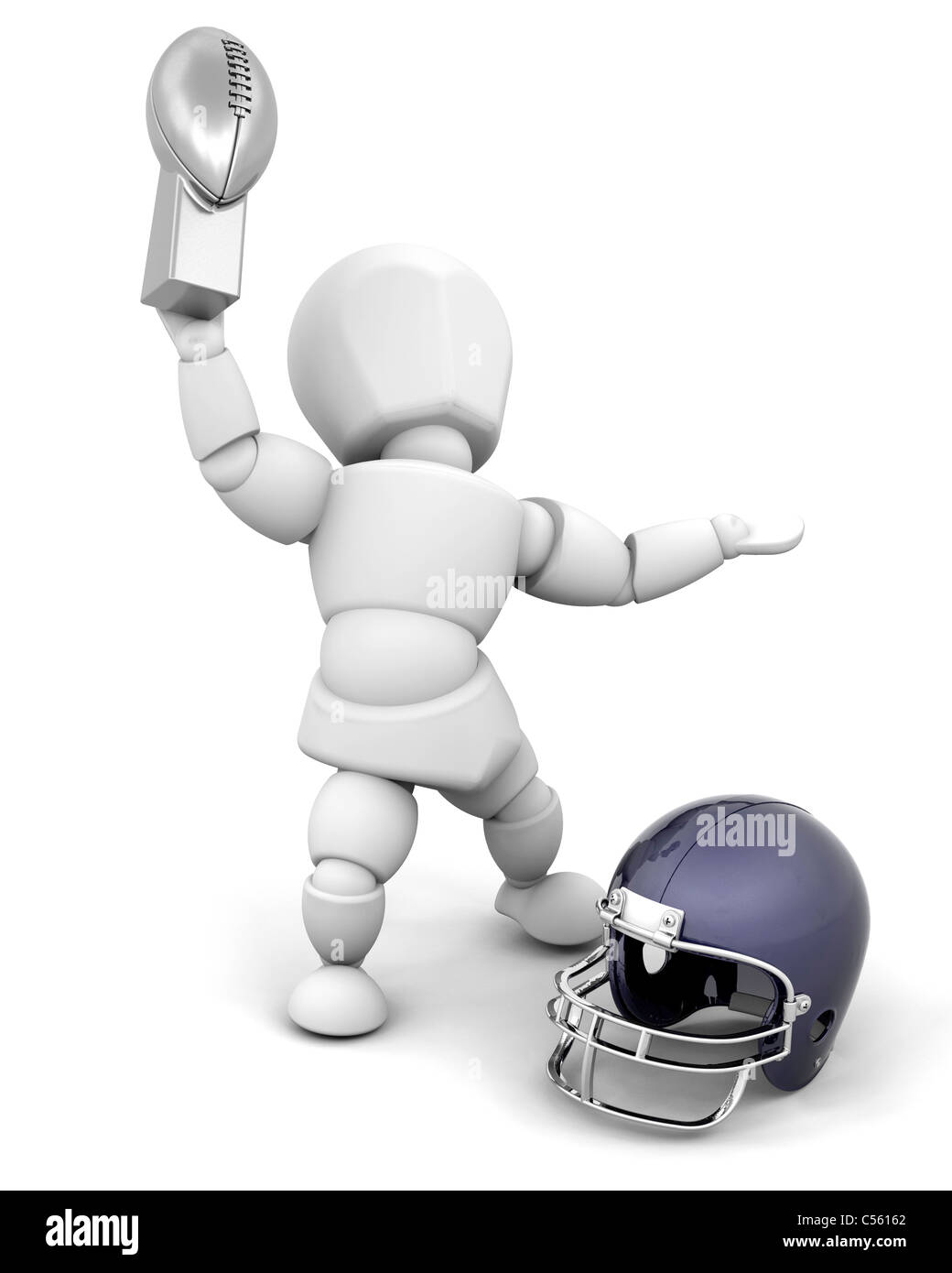 American football player holding up the winners trophy Stock Photo - Alamy