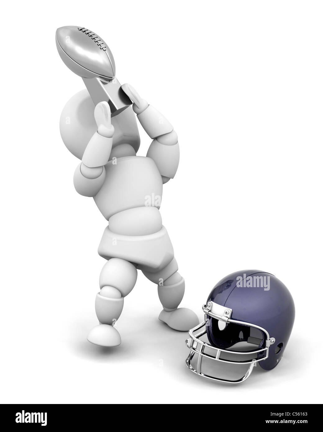American football player holding up the winners trophy Stock Photo - Alamy