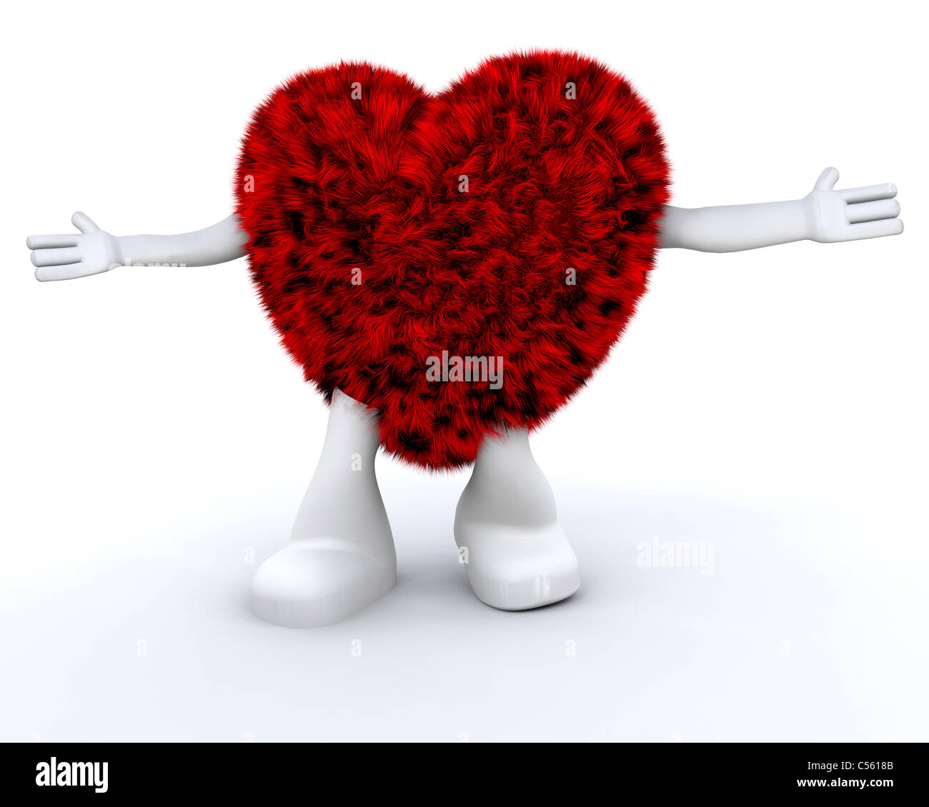Cute furry heart character Stock Photo - Alamy