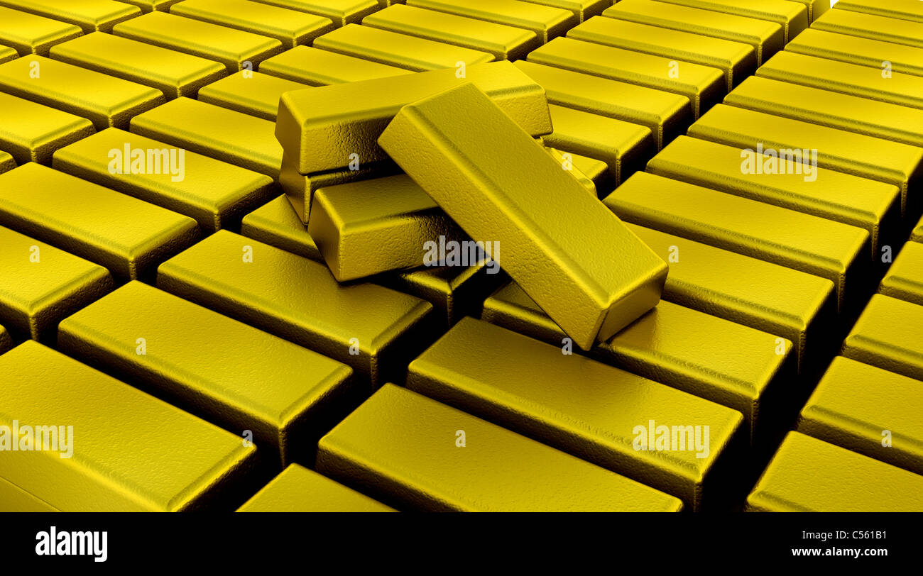 3D render of gold bullion bars Stock Photo - Alamy