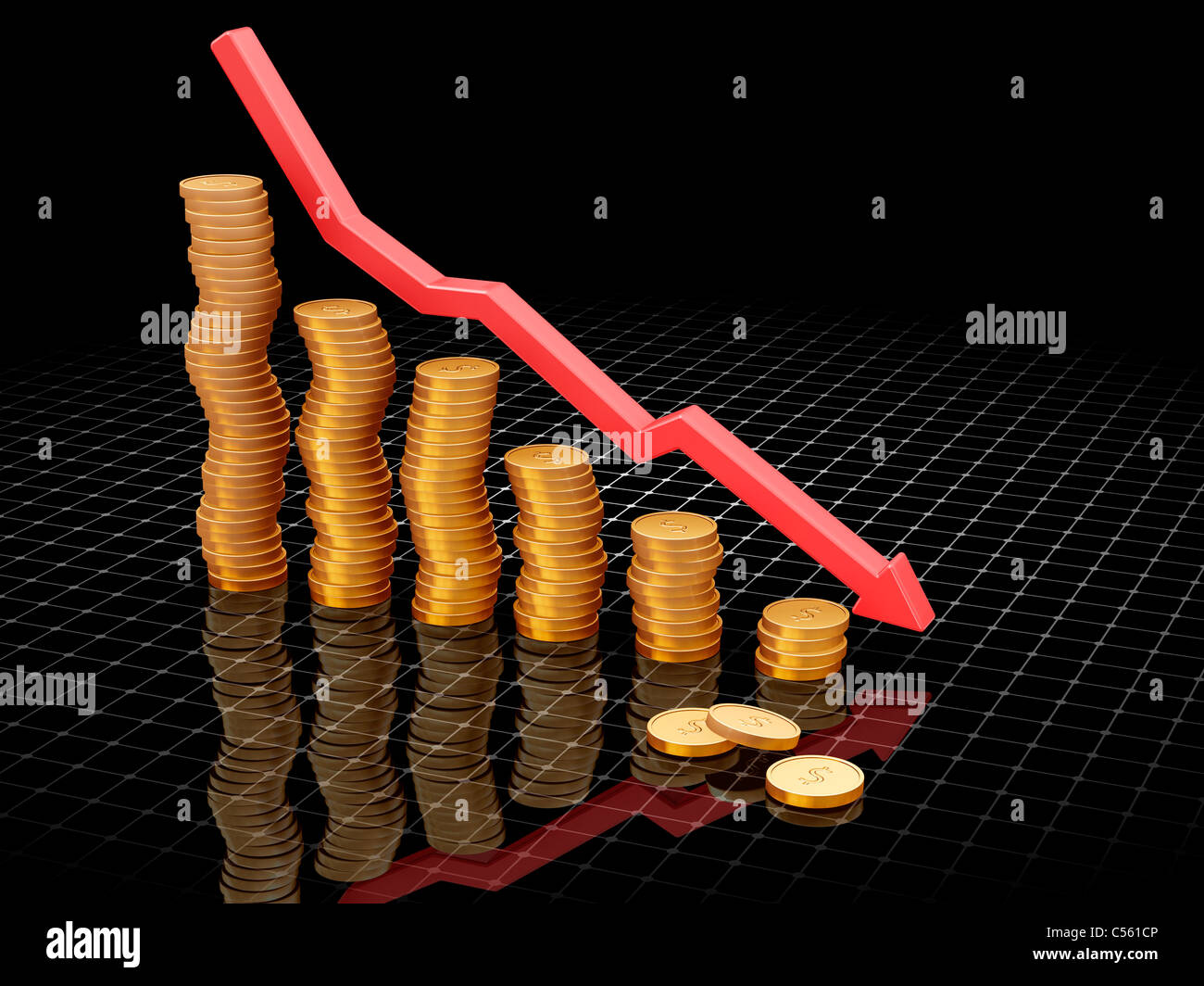 3D render of a chart showing falling profits Stock Photo - Alamy