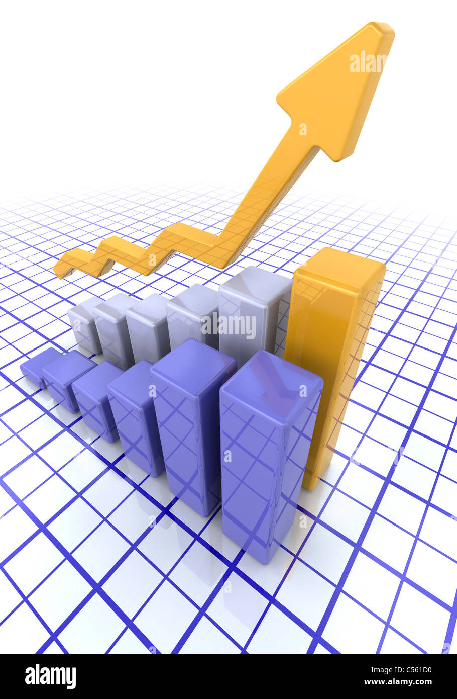 3D render of a graph showing rising profits Stock Photo - Alamy