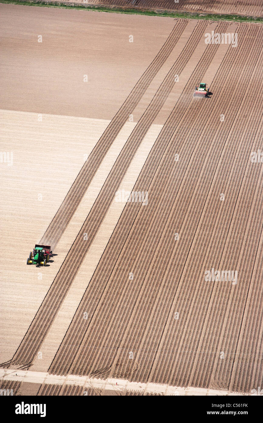 An aerial view of planting in farm fields Stock Photo - Alamy