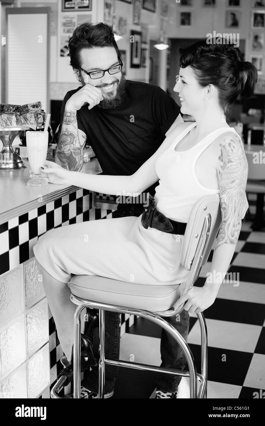 Cheerful young adult couple Black and White Stock Photos & Images - Alamy