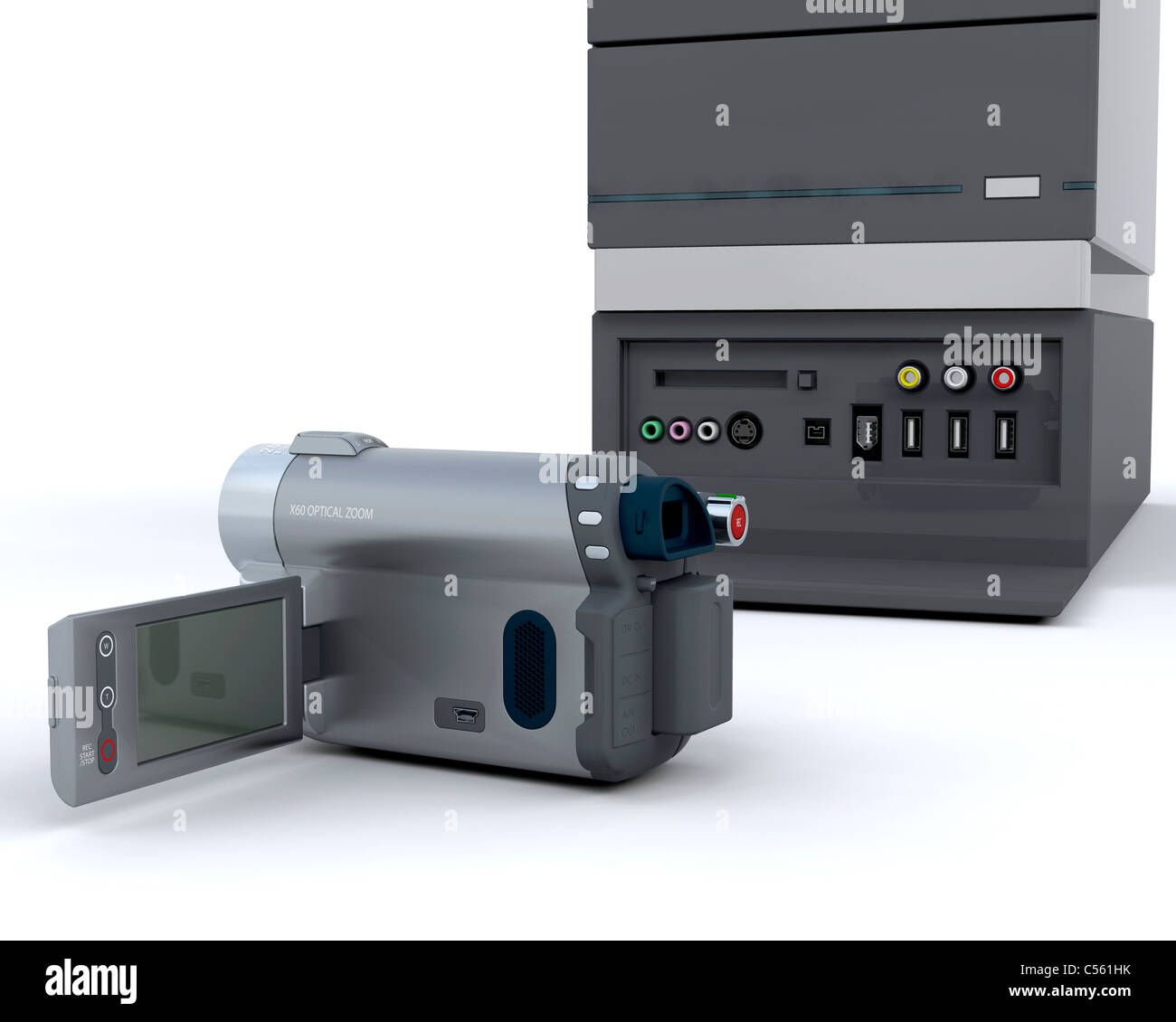 3D video camera equipment isolated over white Stock Photo - Alamy