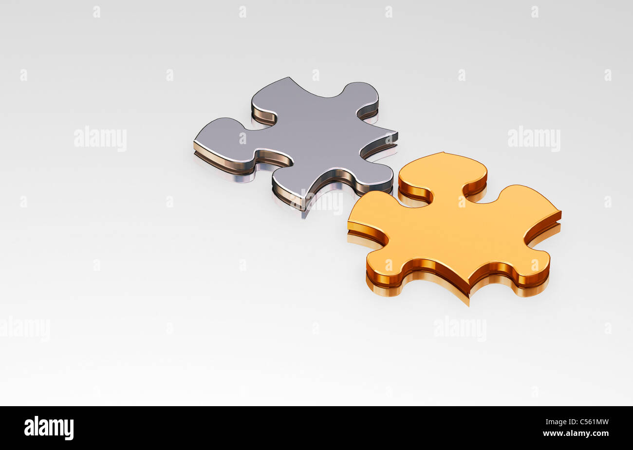 3D render of connecting puzzle pieces Stock Photo - Alamy