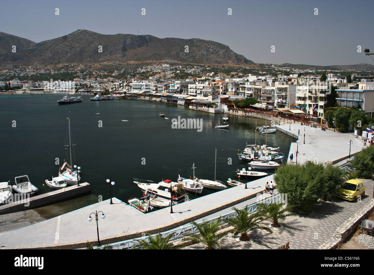 Hersonissos crete greece greek island port view Stock Photo - Alamy