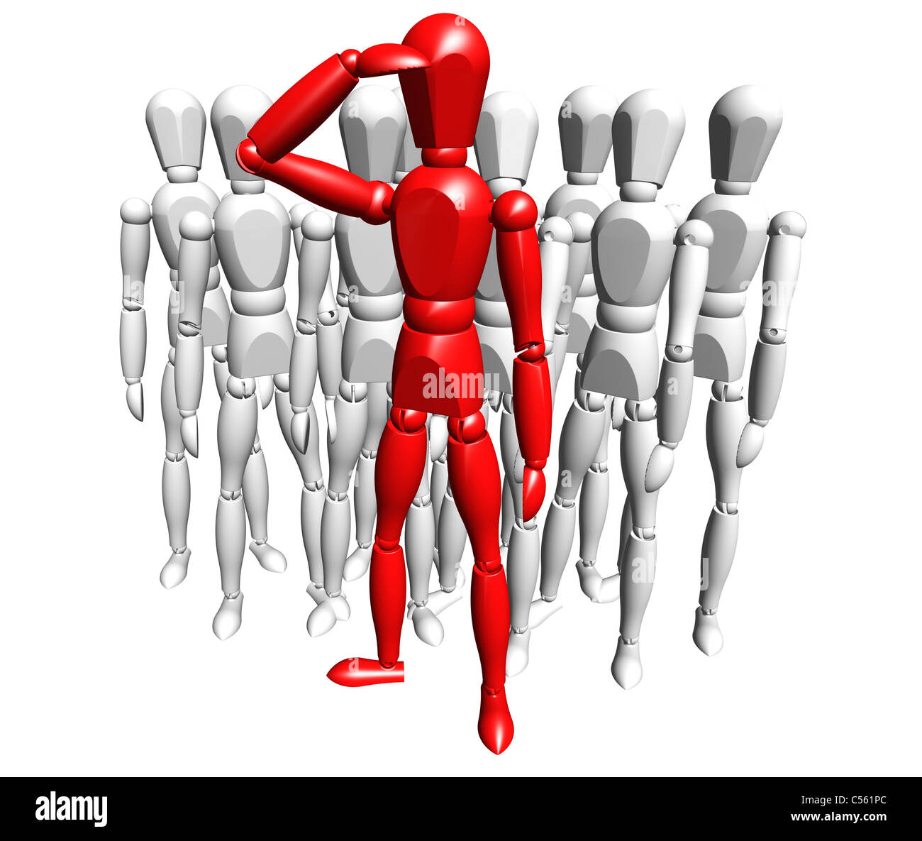 3D render of one person leading a group Stock Photo - Alamy