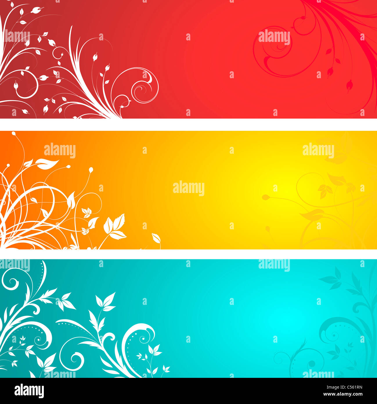 Coloured panels with various floral designs Stock Photo - Alamy