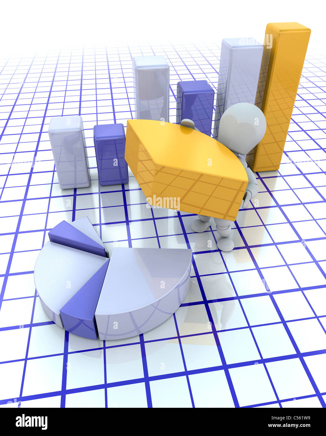 3D render of someone building graphs Stock Photo - Alamy