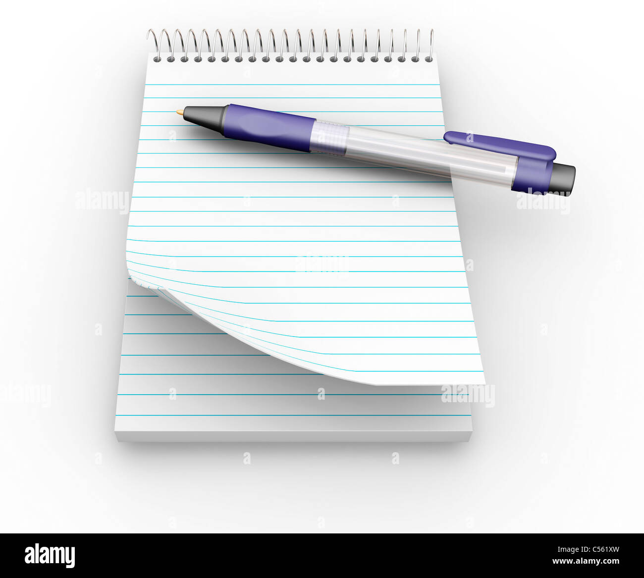 3D render of a notepad with a pen Stock Photo - Alamy