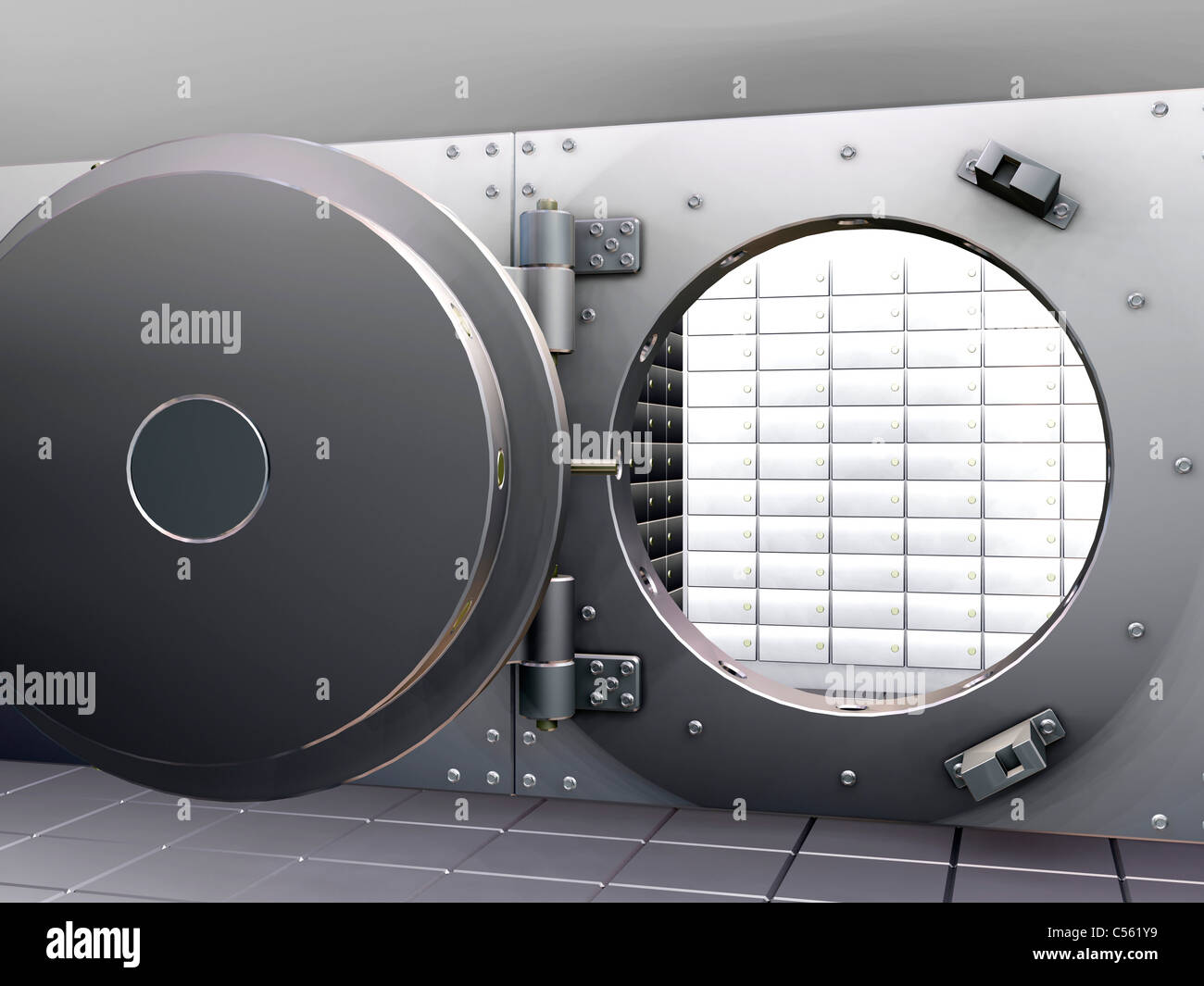 3D render of an open bank vault Stock Photo - Alamy