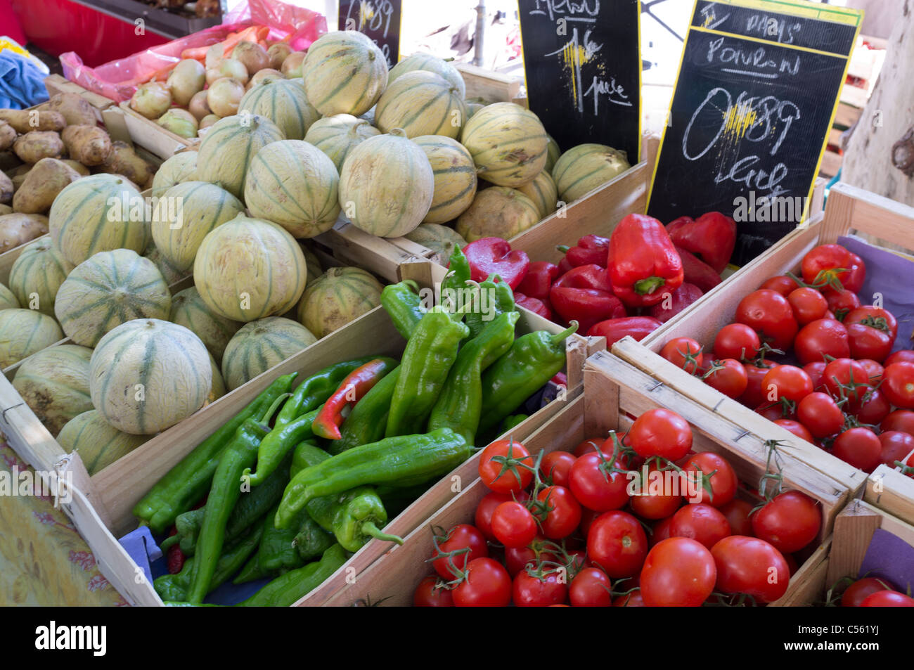 Fruit and vegetables on a French market in Southern France Stock Photo ...