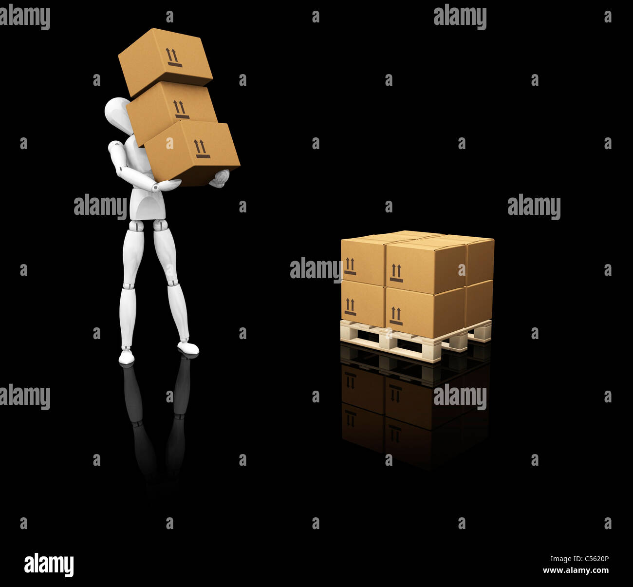 Worker stacking boxes hi-res stock photography and images - Alamy